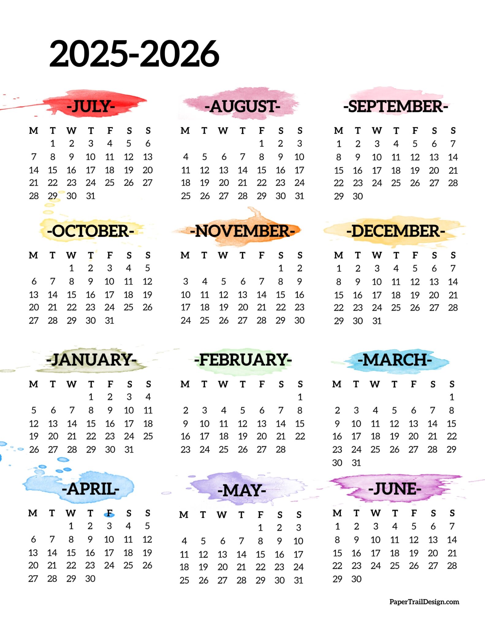 2025 and 2026 printable calendar - UK Printable Hub