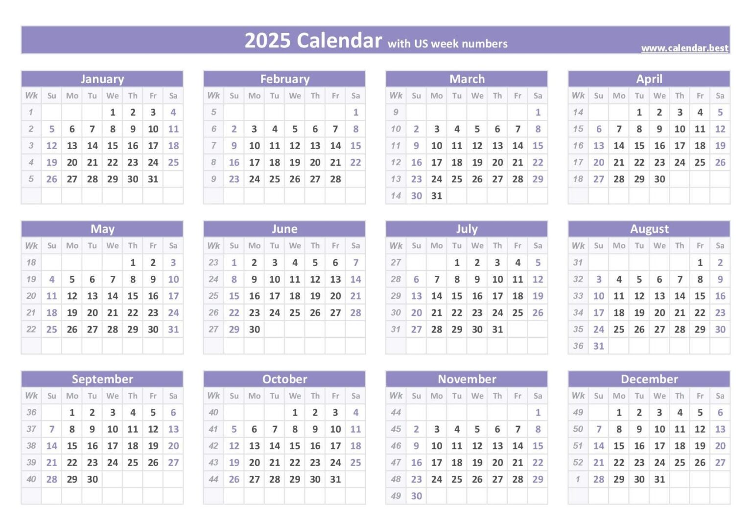 2025 calendar with week numbers printable excel - UK Printable Hub