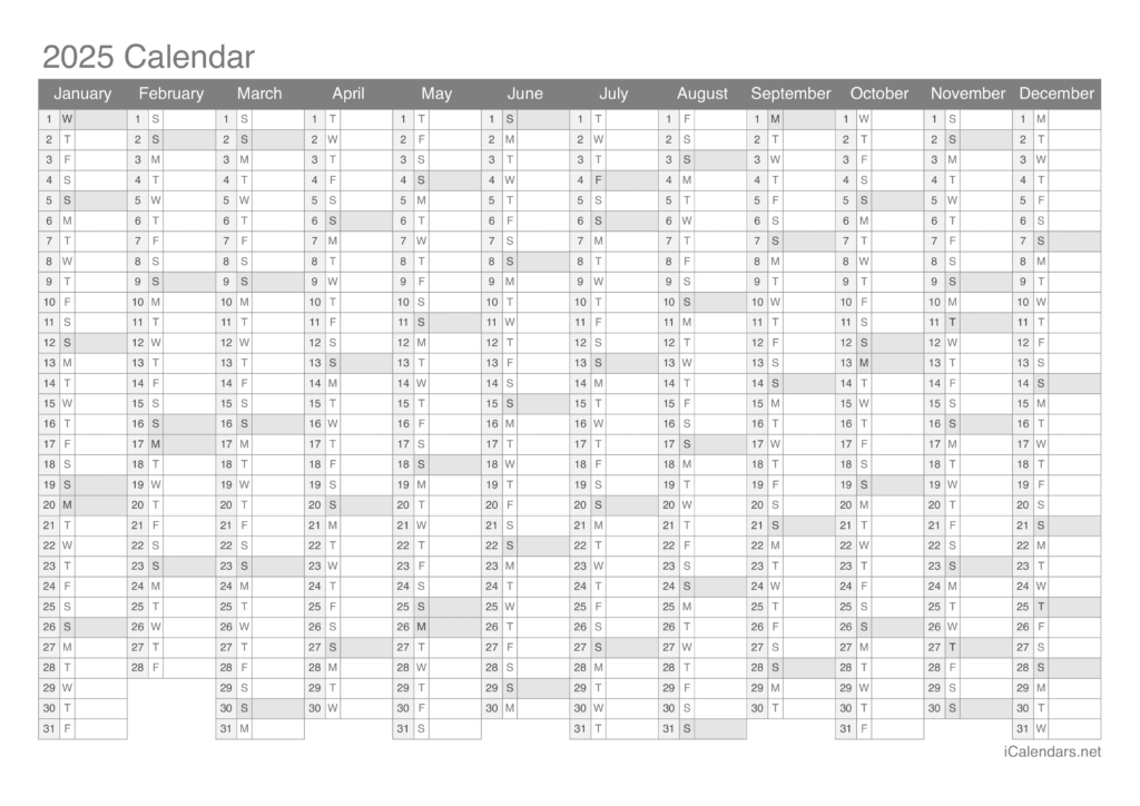 2025 calendar printable pdf free download excel - UK Printable Hub