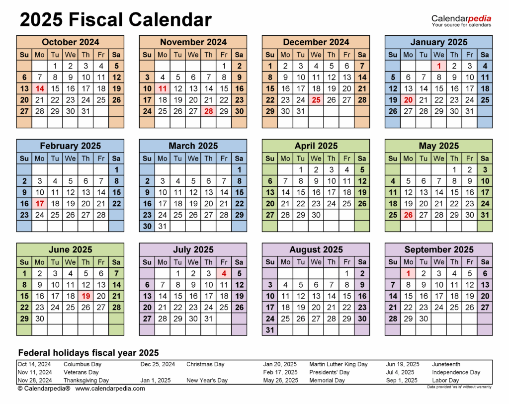 fiscal year 2025 calendar printable pdf - UK Printable Hub