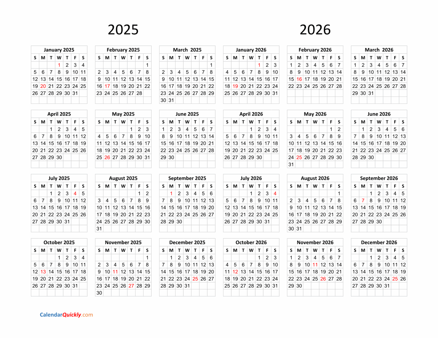 2025 and 2026 calendar printable free word - UK Printable Hub