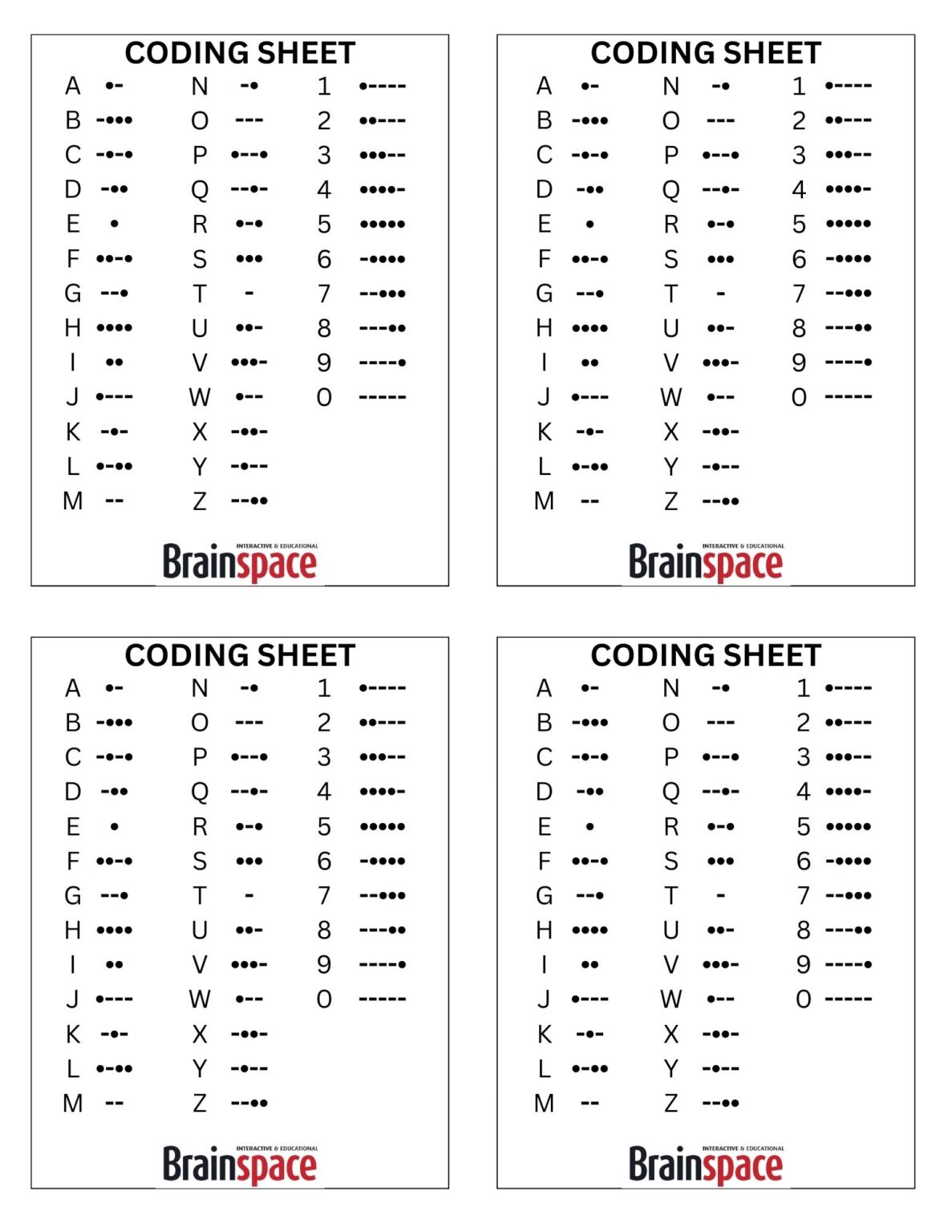 morse code printable sheet - UK Printable Hub