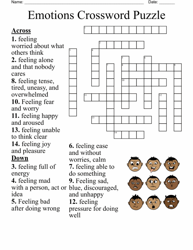 feelings crossword puzzle printable - UK Printable Hub