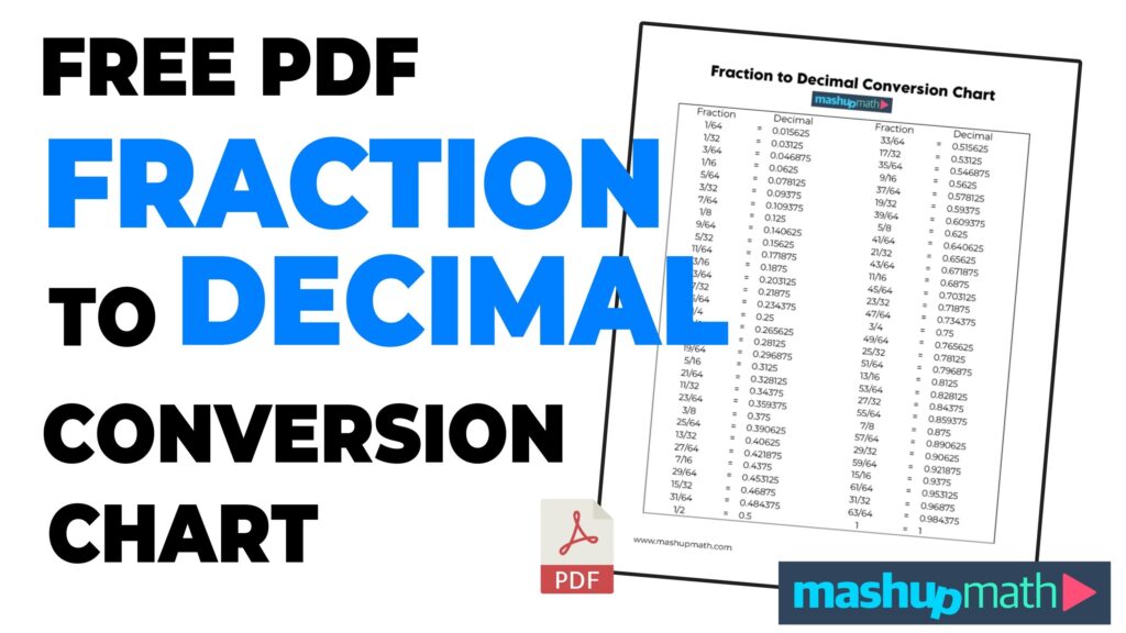printable fraction to decimal chart pdf - UK Printable Hub