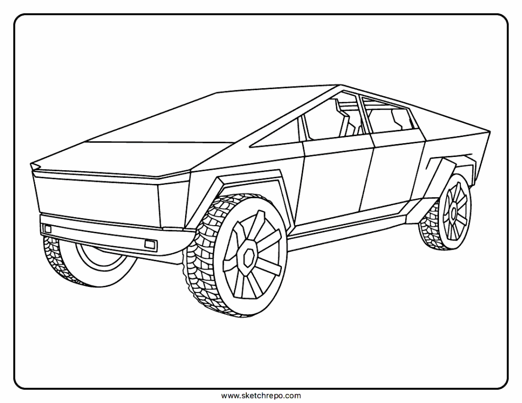 cybertruck coloring page for kids - UK Printable Hub
