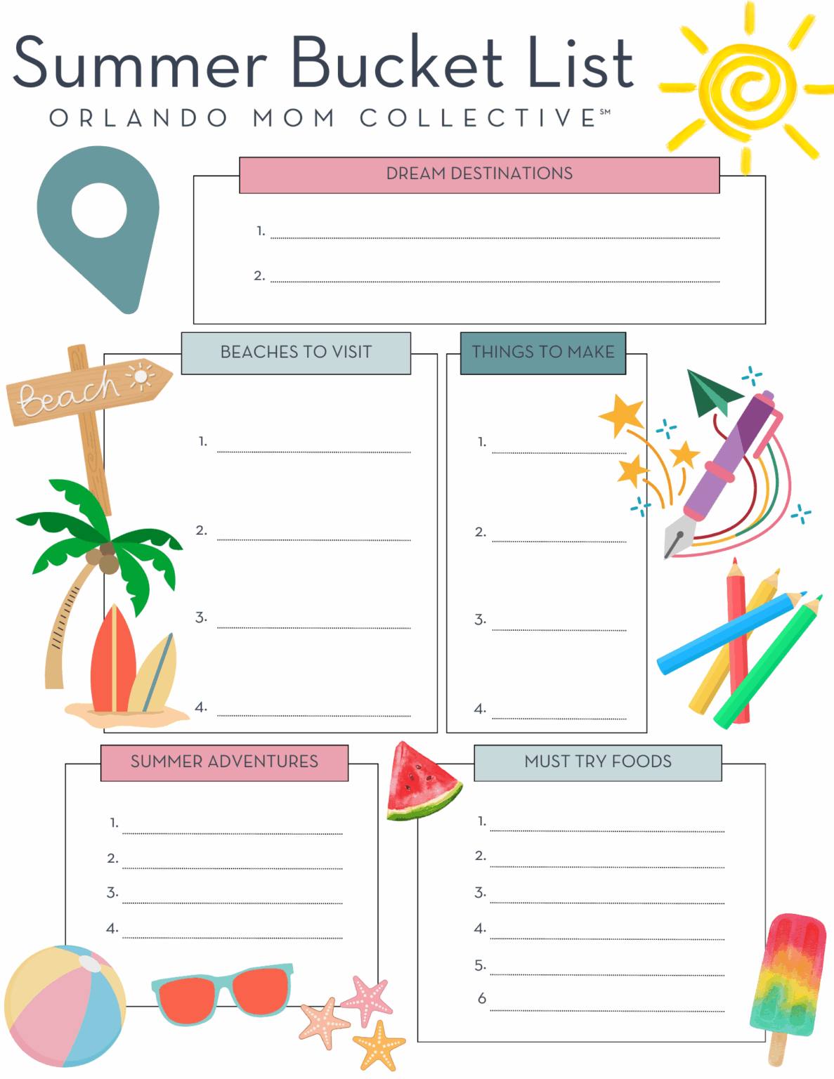 summer bucket list template aesthetic - UK Printable Hub