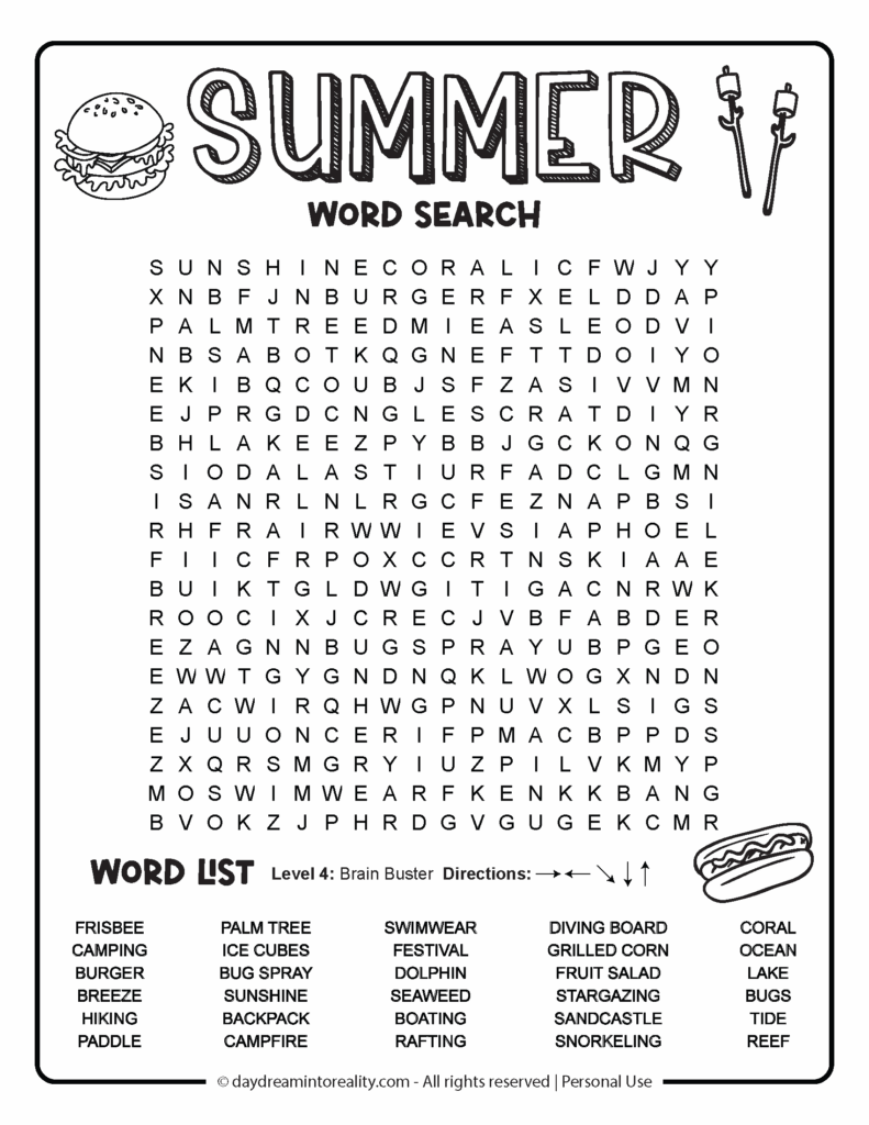 summer word search printable pdf free download - UK Printable Hub